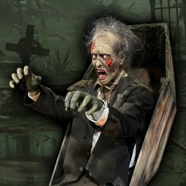 Coffin Dug Up Zombie : Poison Props Animatronic Prop - FrightProps.com