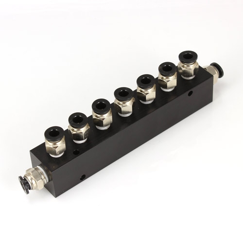 Aluminum Block Manifold with Fittings for 1/4" Airline - 8 Ports